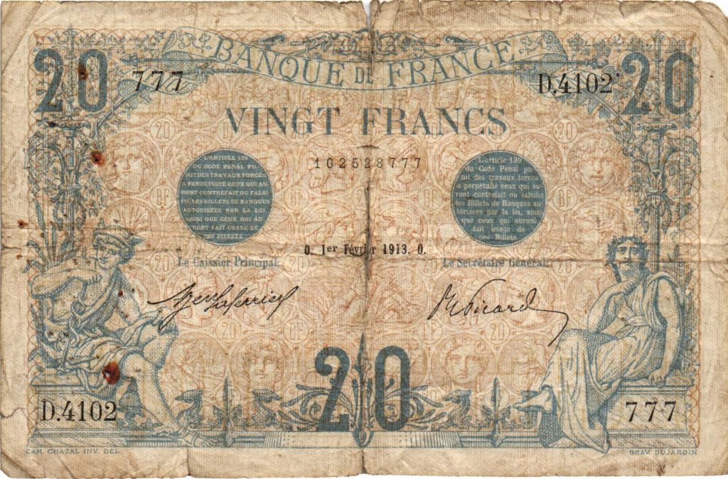 20 Francs Bleu grand choix de billets de collections Banque de France