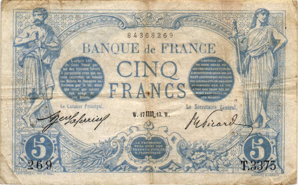 5 FRANCS - BILLET DE COLLECTION DE LA BANQUE DE FRANCE