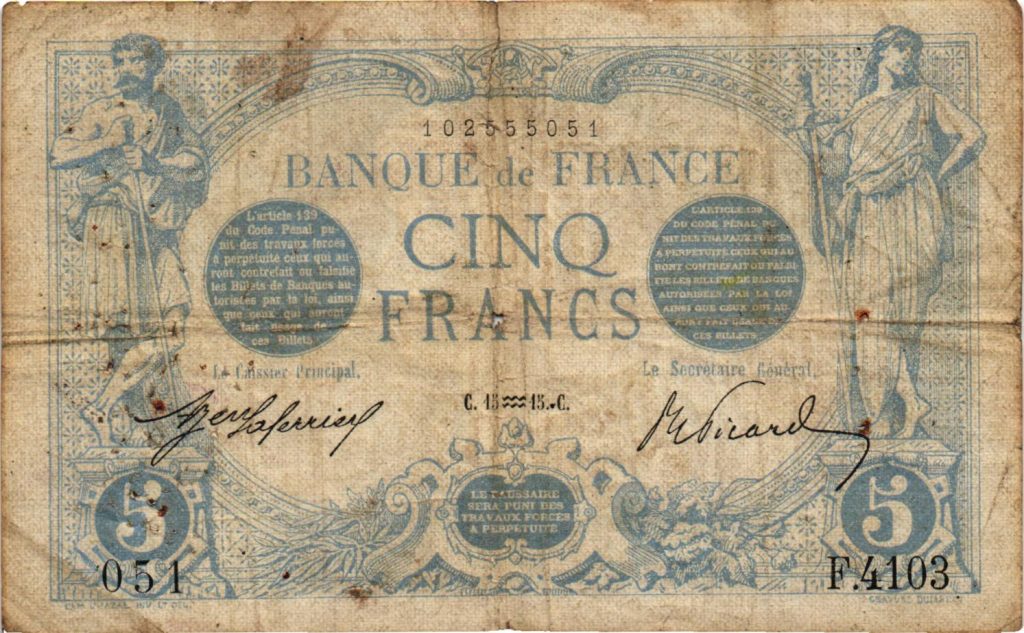 5 FRANCS - BILLET DE COLLECTION DE LA BANQUE DE FRANCE