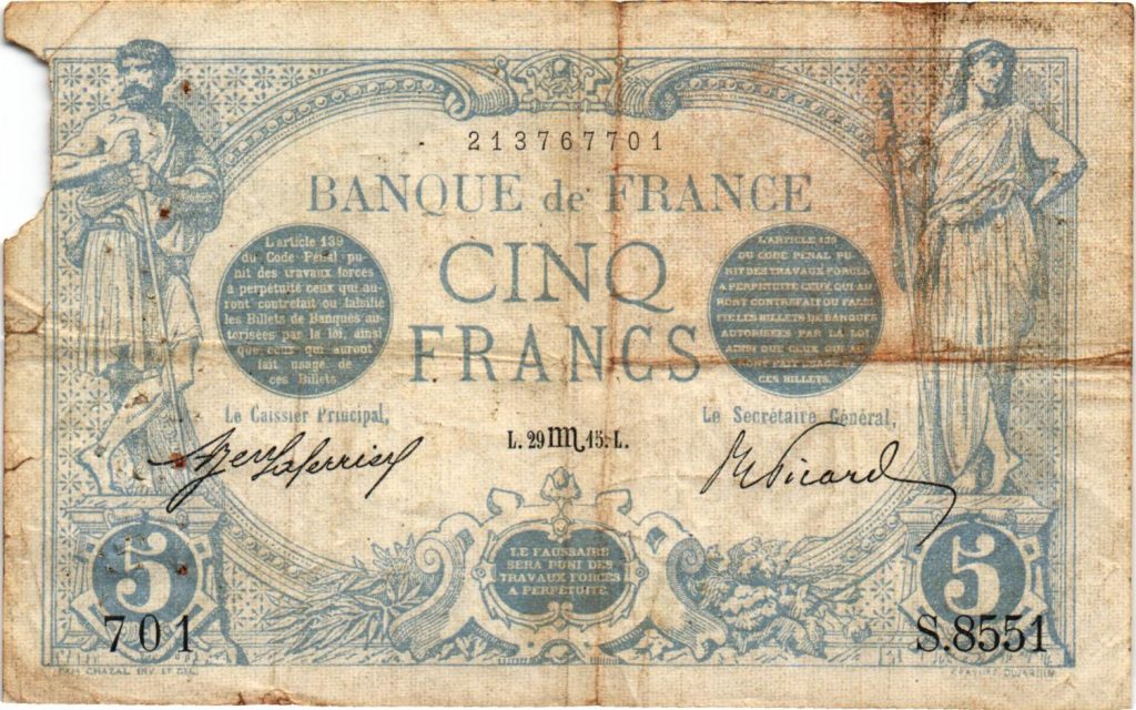 5 FRANCS - BILLET DE COLLECTION DE LA BANQUE DE FRANCE