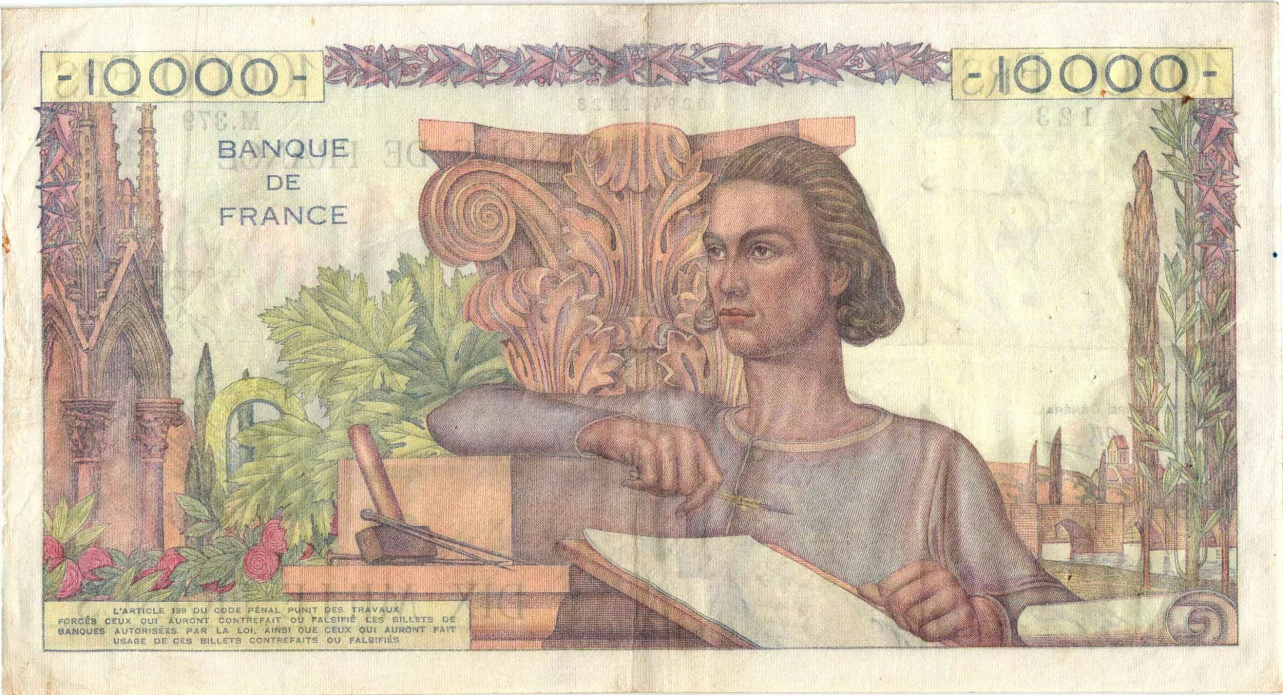 10000 Francs GÉNIE FRANÇAIS | Billet de collection Banque de France.