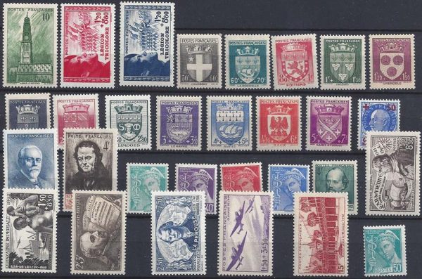 ANNÉES COMPLÈTES DES TIMBRES FRANÇAIS émis par la Poste