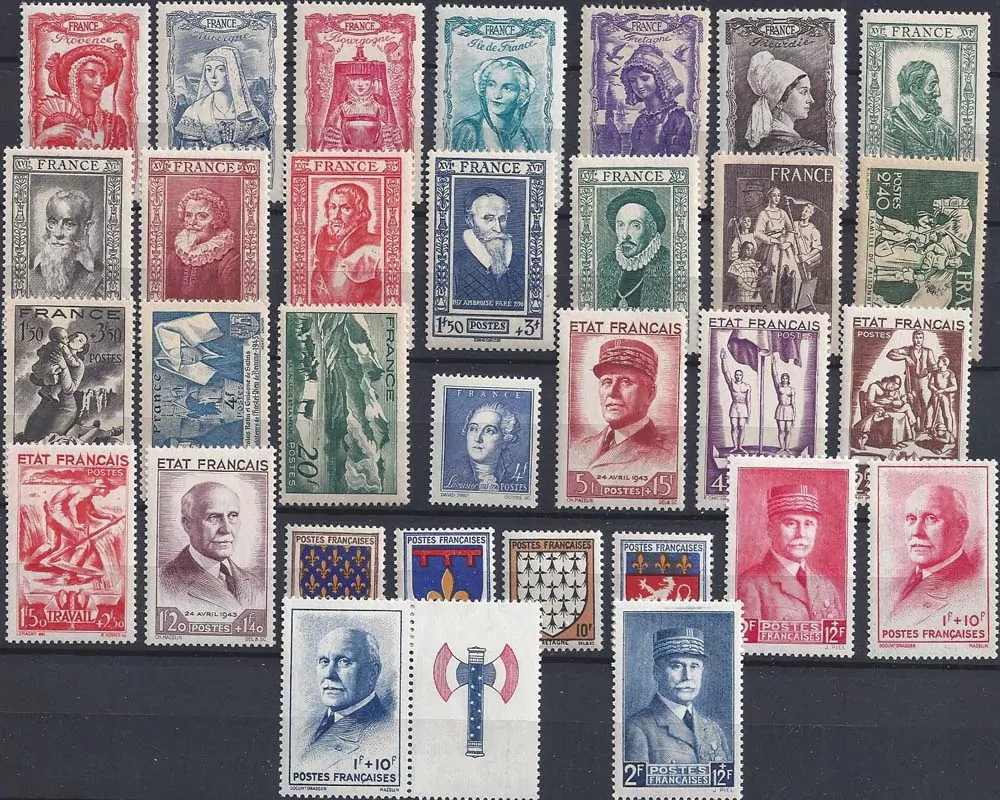 ANNÉES COMPLÈTES DES TIMBRES FRANÇAIS émis par la Poste