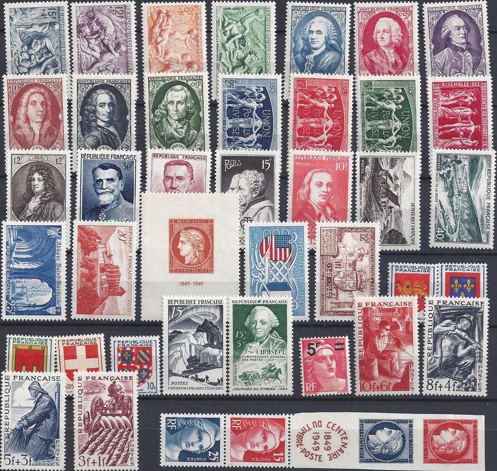 ANNÉES COMPLÈTES DES TIMBRES FRANÇAIS émis par la Poste