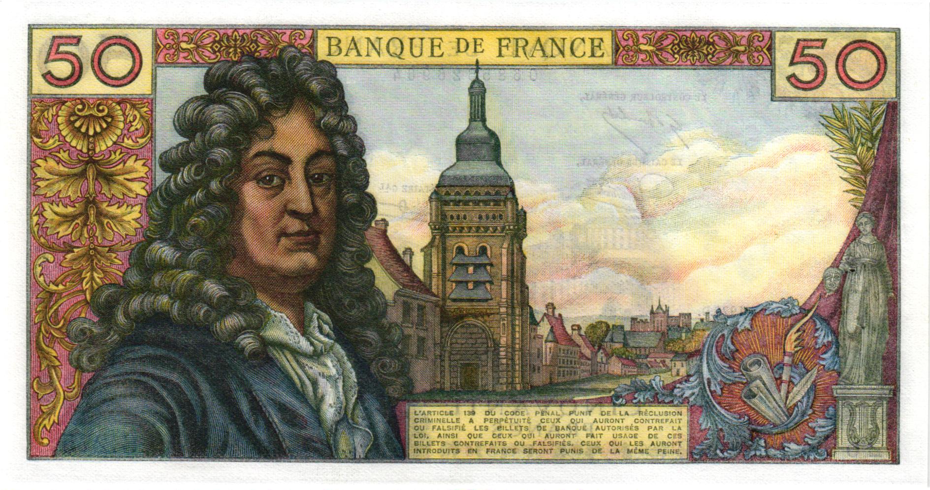 50 Francs RACINE - Billet de collection Banque de France de 50 FRANCS